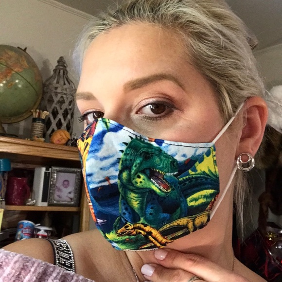 Hand Crafted | Accessories | Dinosaur Fitted Face Mace T Rex Bright ...